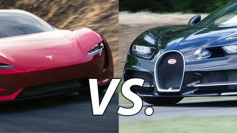 Tesla Roadster 2020 vs. Bugatti Chiron : qui gagnerait à la course