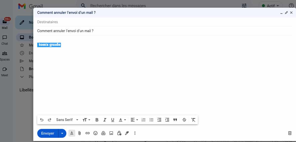 Gmail : comment annuler l'envoi d'un mail