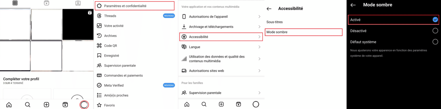 Instagram : comment activer le mode sombre