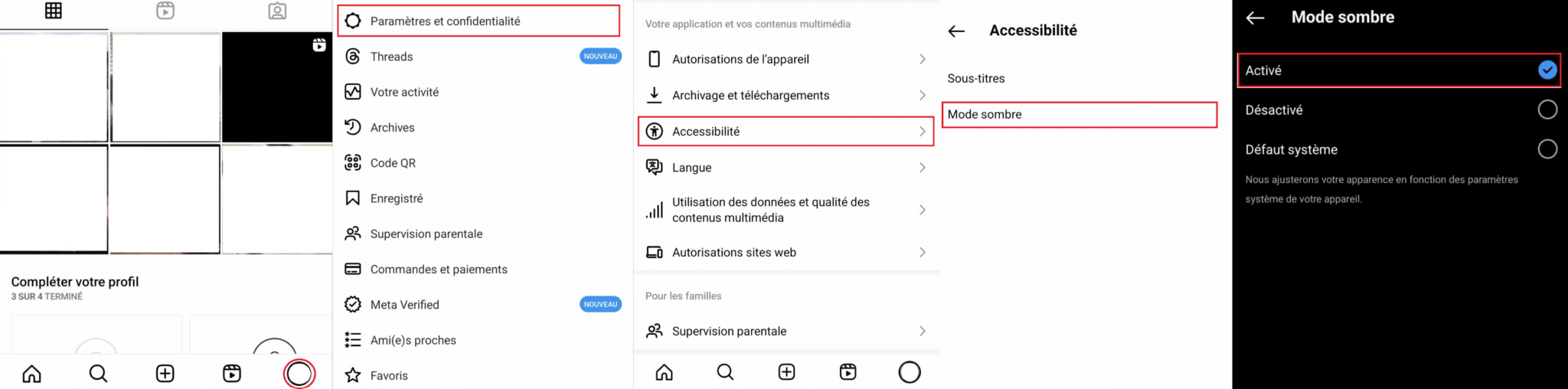 Instagram : comment activer le mode sombre