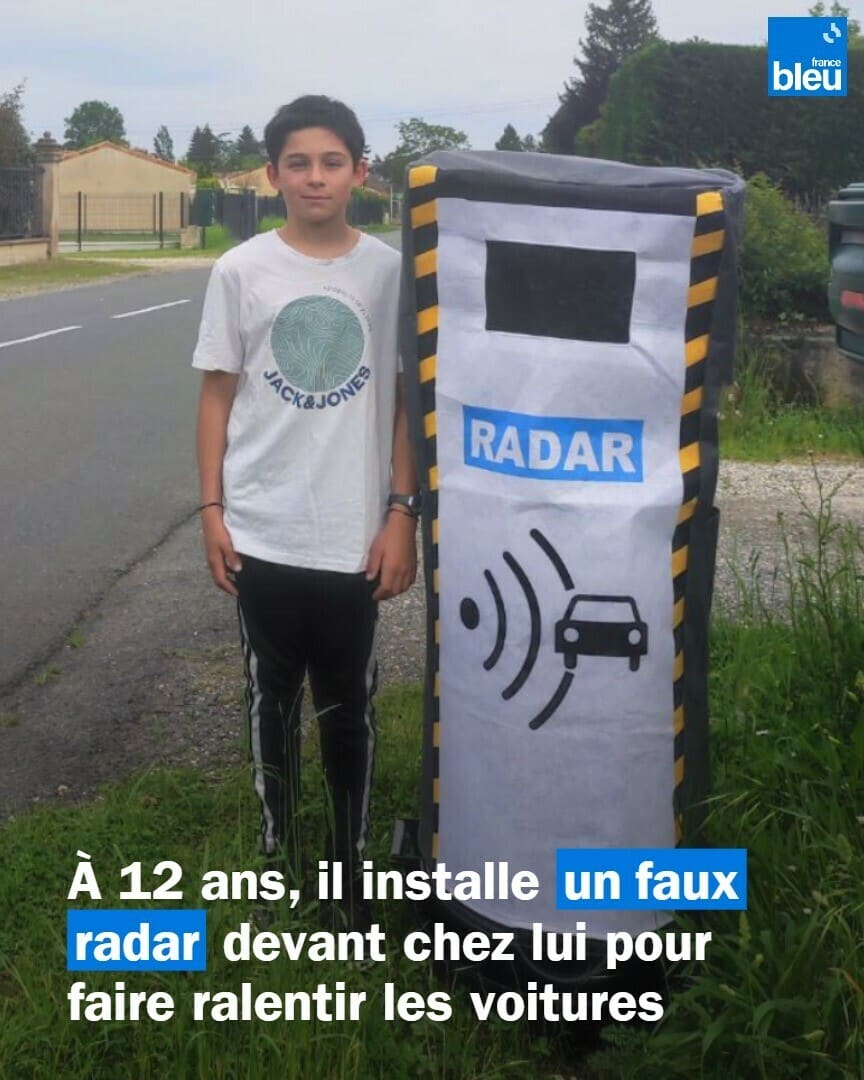 Une poubelle déguisée en radar a été installée par un enfant pour ralentir les voitures