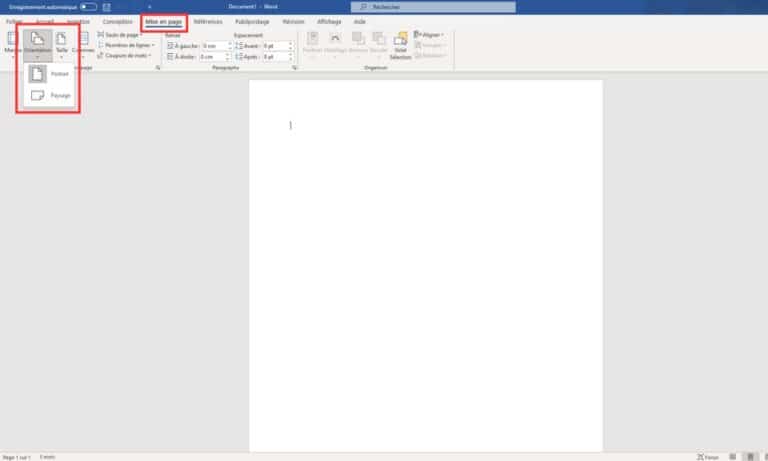 Word : comment mettre une seule page en mode paysage